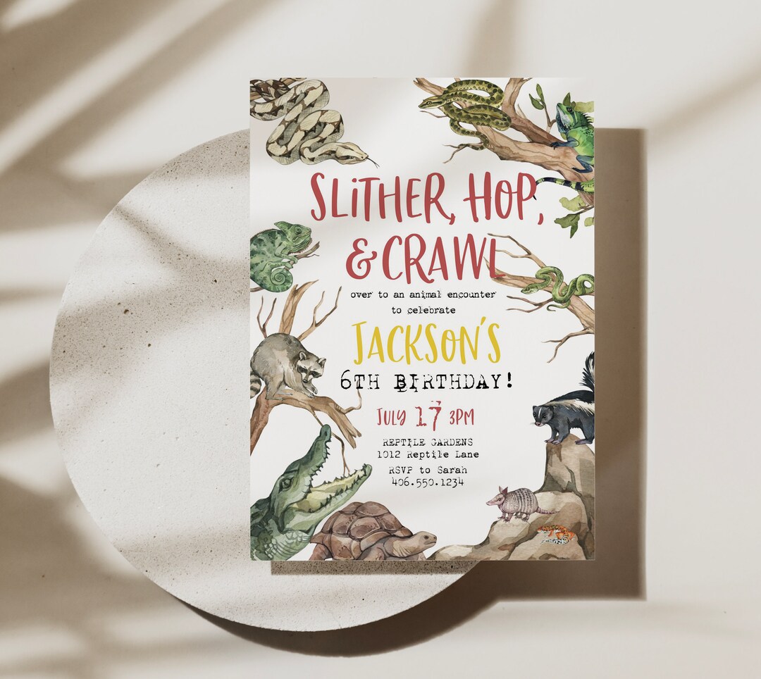 Animal Encounter Birthday Invitation Printable Template, Reptile and ...