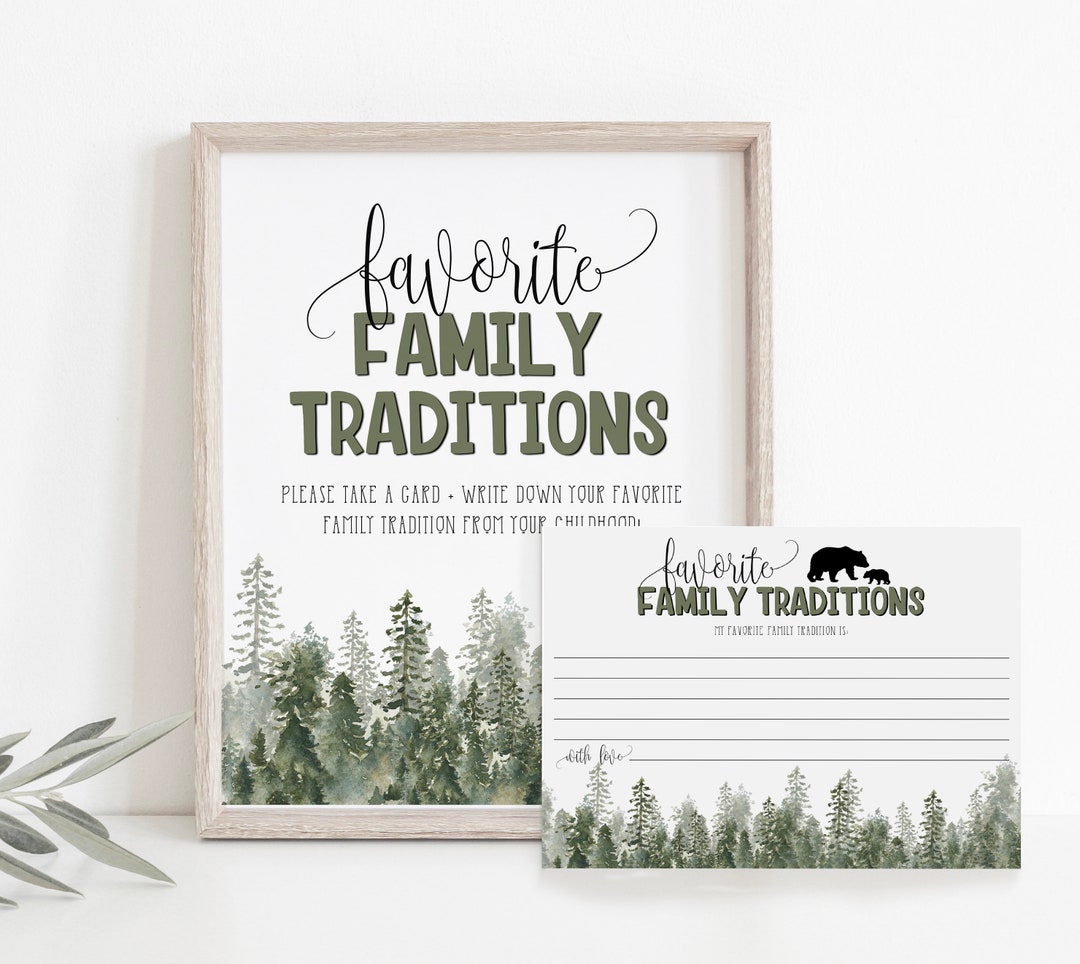 Family Traditions Sign and Note Card, Baby Shower, Share a Memory ...