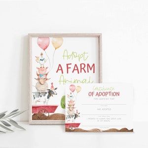 Adopt a Farm Animal Party Sign Printable, Barnyard Animal Adoption ...
