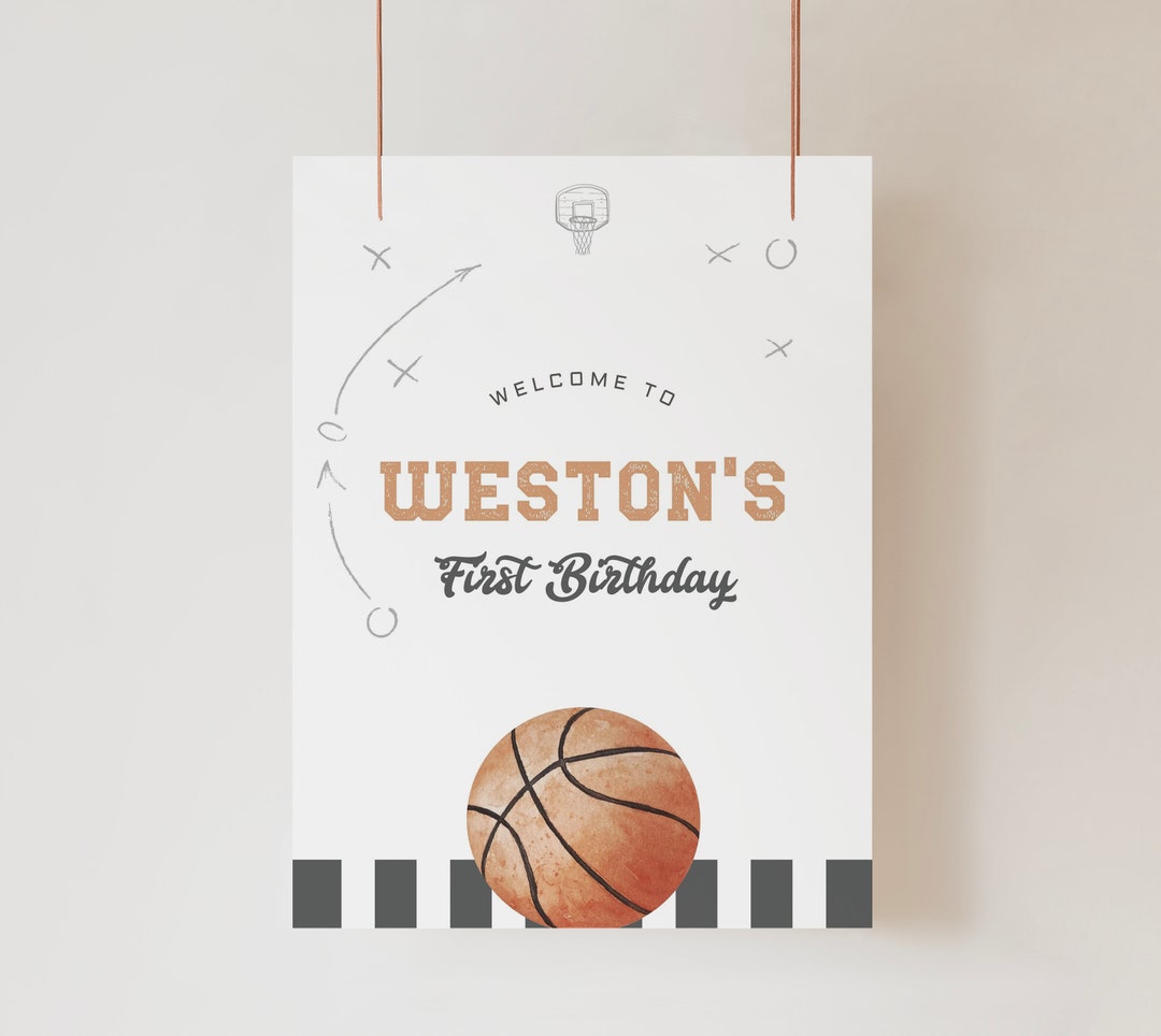 Basketball Birthday Welcome Sign Printable, Sports Party Large Welcome ...