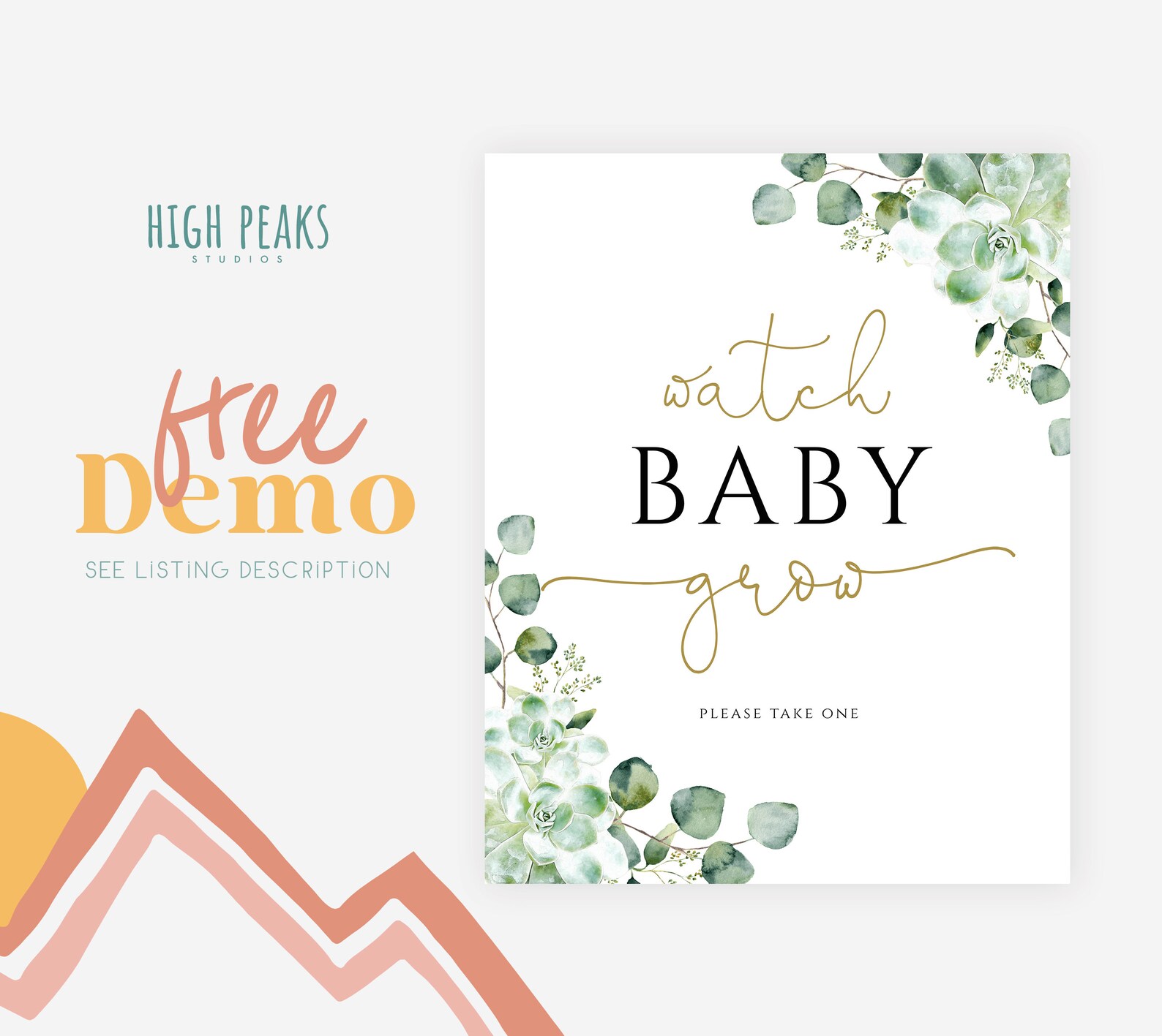 Watch Baby Grow Favor Sign Printable 8x10 Editable Baby - Etsy