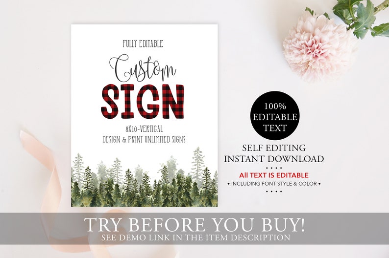 8x10 Custom Sign Template Printable Lumberjack Editable | Etsy