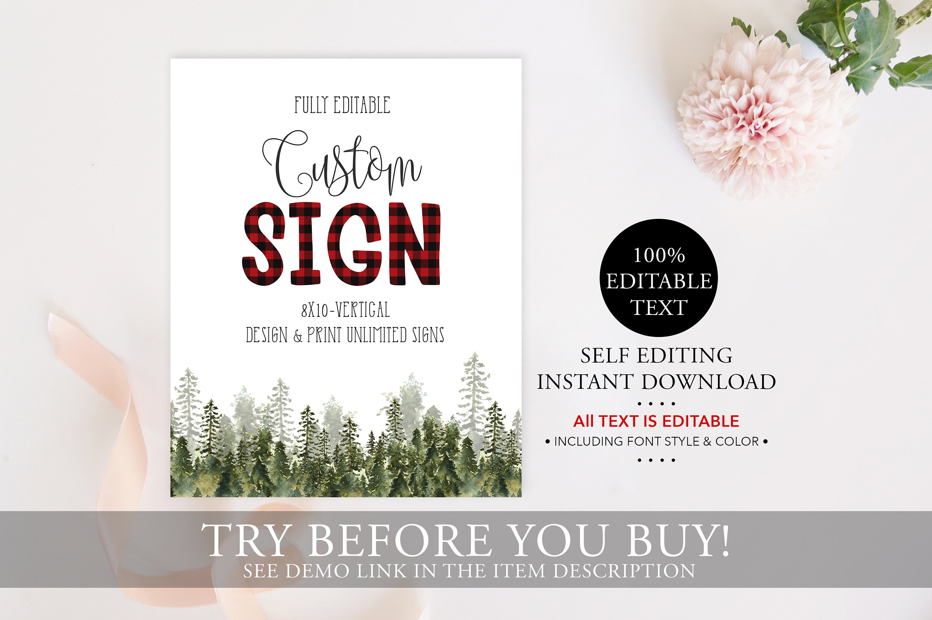 8x10 Custom Sign Template Printable Lumberjack Editable - Etsy
