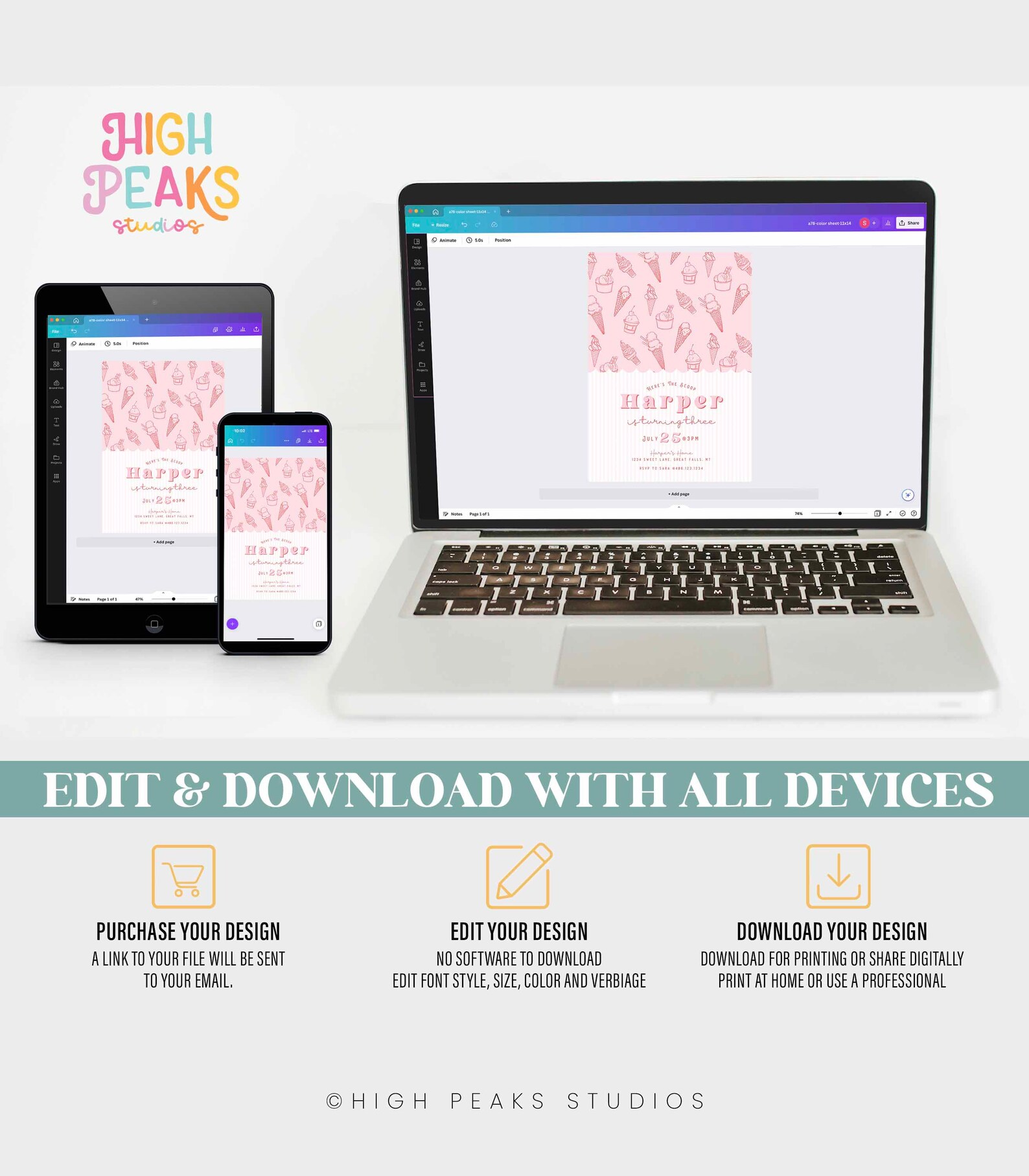 Retro Ice Cream Parlor Birthday Invitation Printable, Pink and Red ...