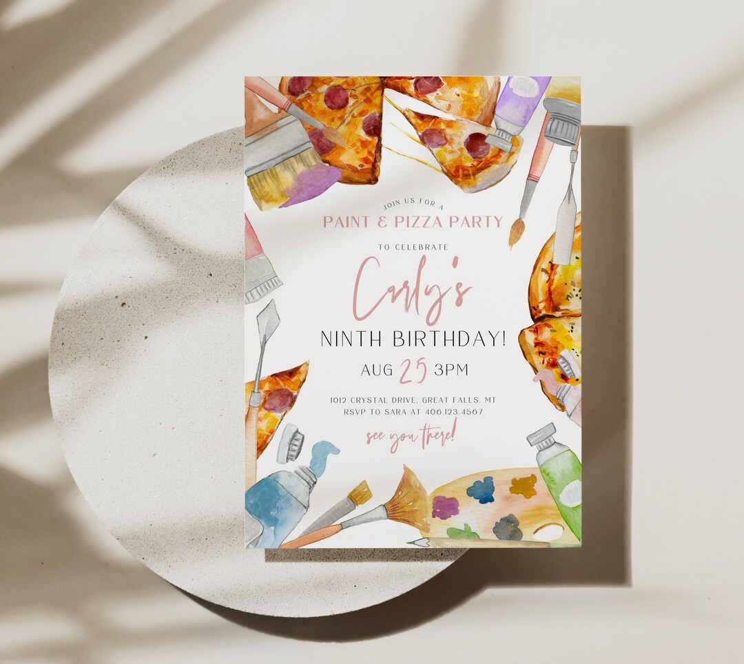 Paint and Pizza Birthday Invitation Template,art Birthday Invite ...