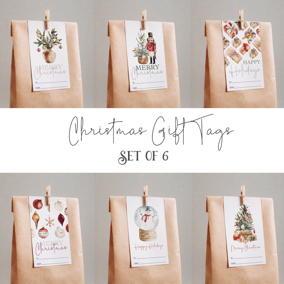 Classic Christmas Gift Tag Printables Set of 6 Tags or - Etsy