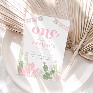 Editable Cactus Fiesta First Birthday Invitation Printable, One ...