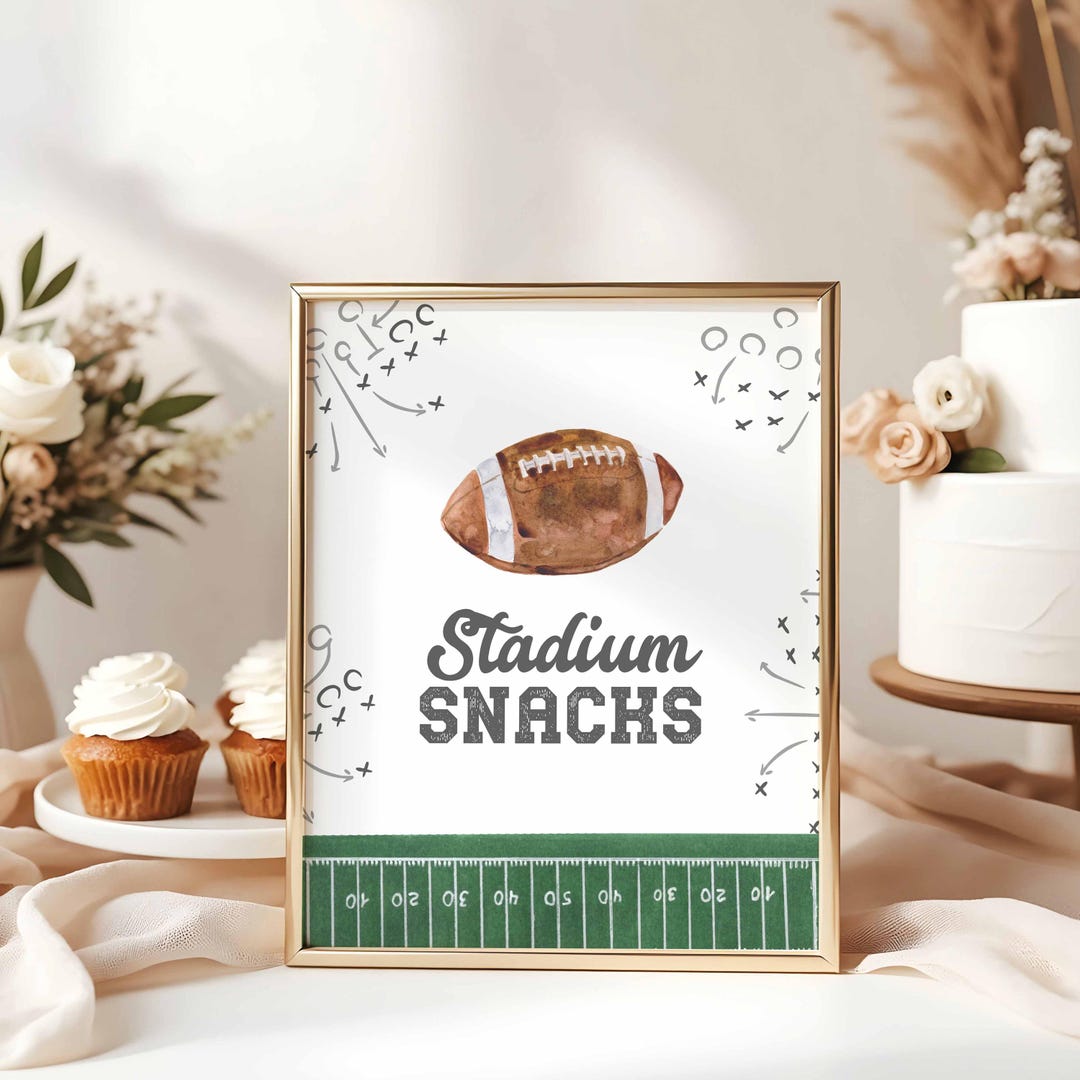 PRINTABLE Football Stadium Snacks Party Sign,food Table Sign Printable ...