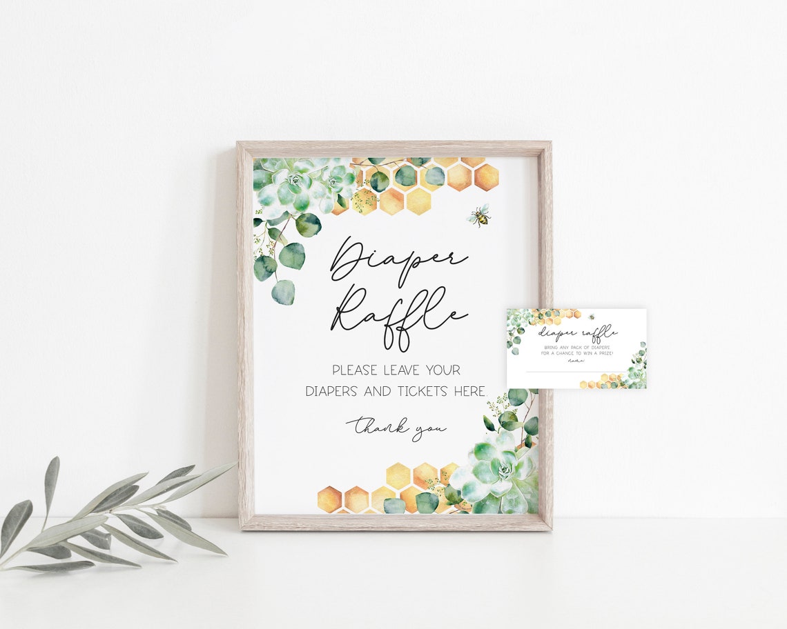 Bee Diaper Raffle Sign and Ticket Printables Bee Baby Shower - Etsy