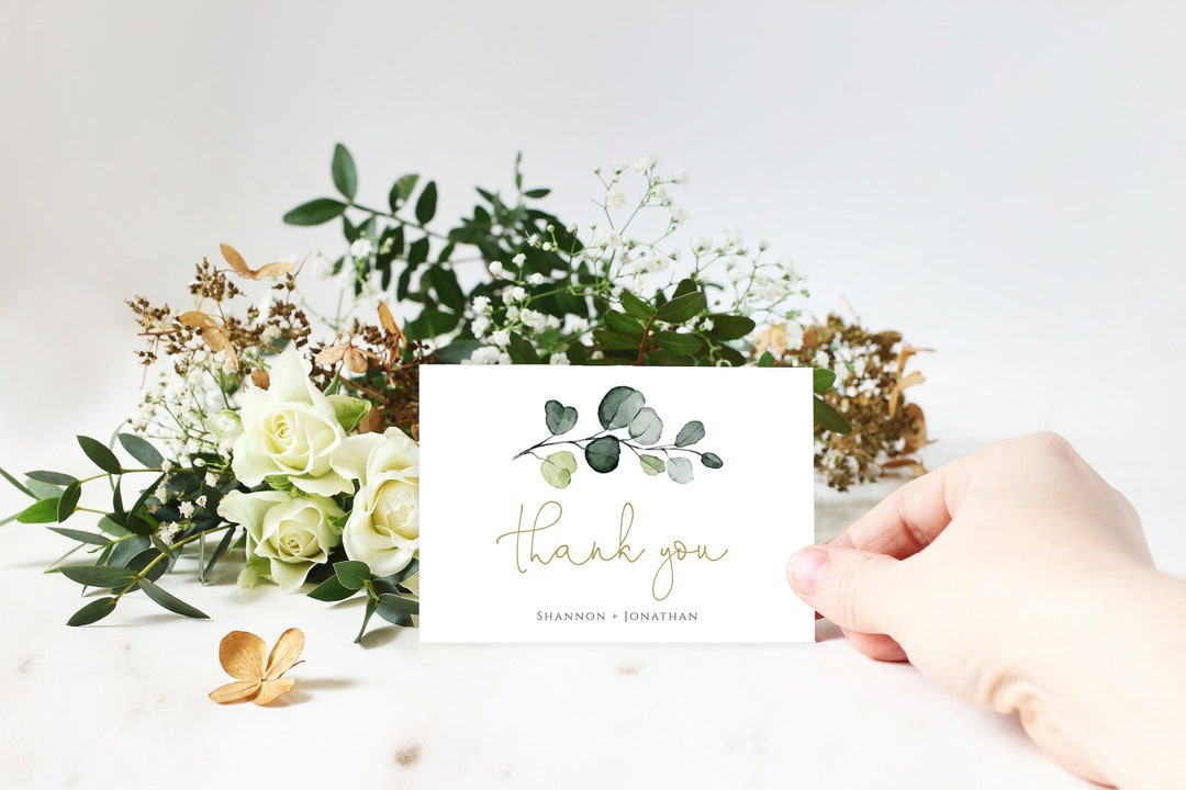 EDITABLE Greenery Thank You Card Template, Eucalyptus Greenery, Garden ...