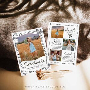 Hand Drawn Graduation Party Photo Invitation Card Template,wavy Hand ...