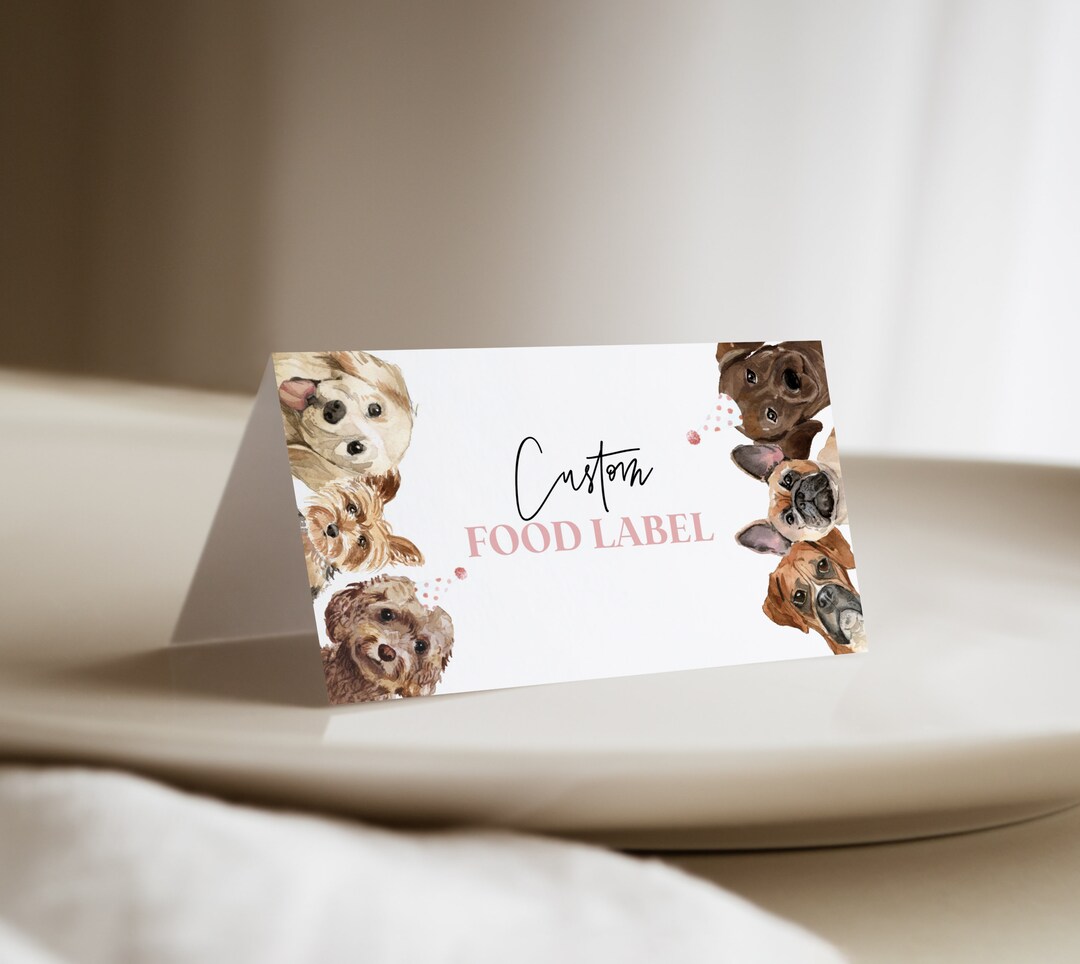 Dog Party Food Label Tent Card Printables, Puppy Party Place Cards, Let ...