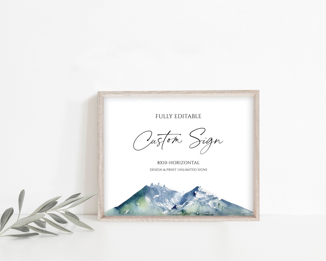 8x10 Custom Sign Template Printable Mountain Editable Custom | Etsy