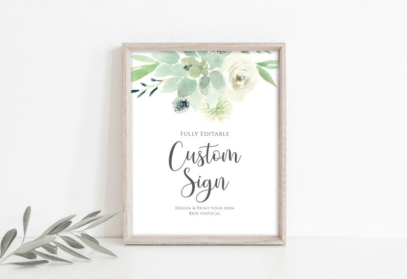 8x10 Custom Sign Editable Succulent Custom Sign Eucalyptus | Etsy