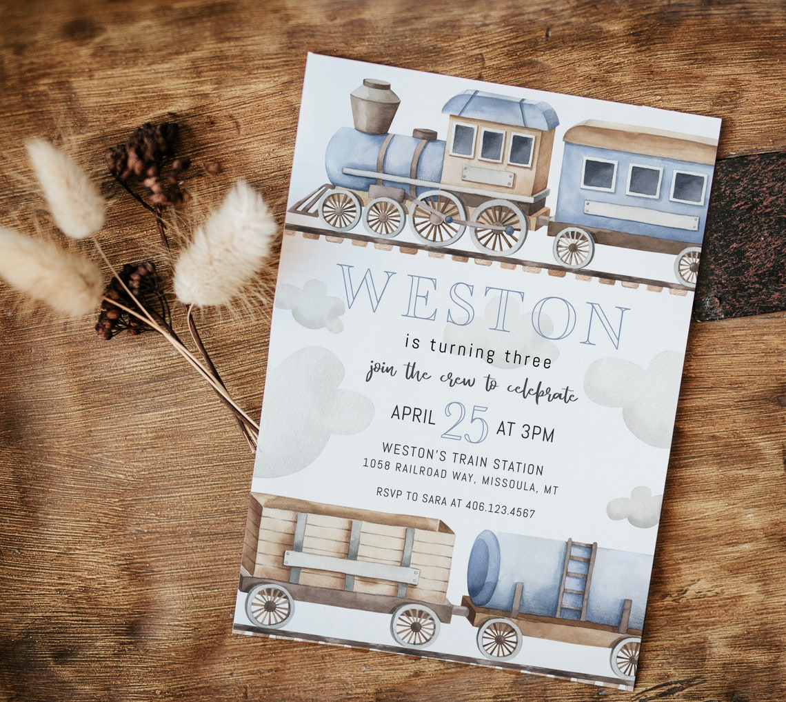 Editable Train Birthday Invitation Transportation Birthday | Etsy