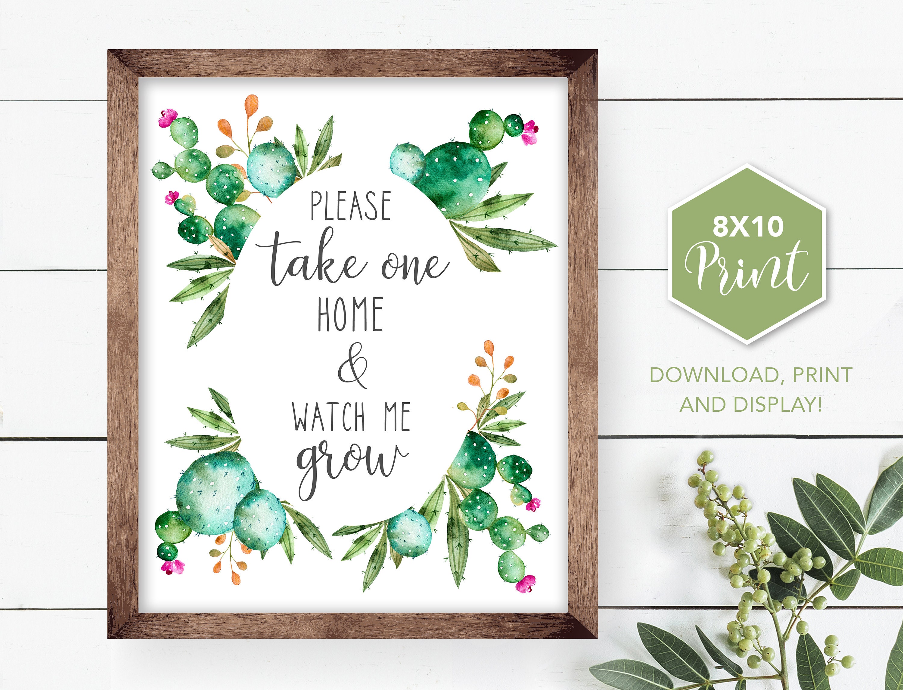 Cactus Favors Sign, Watch Me Grow, Plant Favor Sign, Cactus Theme, Baby ...