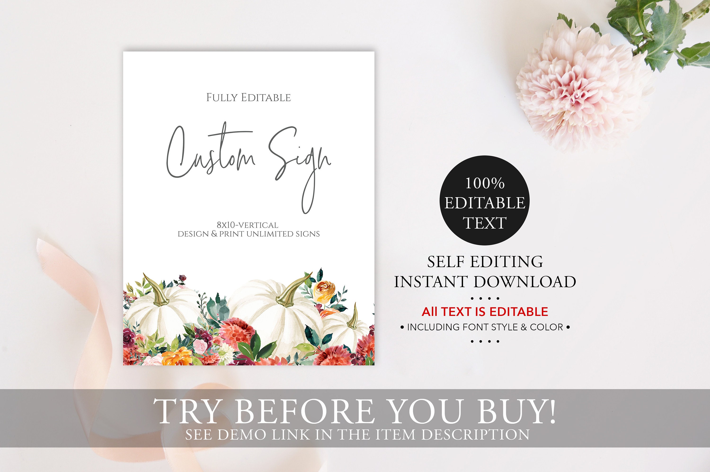 8x10 Fall Custom Sign Printable Template Design Your Own - Etsy