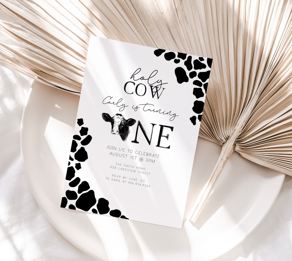 Cow Birthday Invitation Template Holy Cow Birthday Invite - Etsy