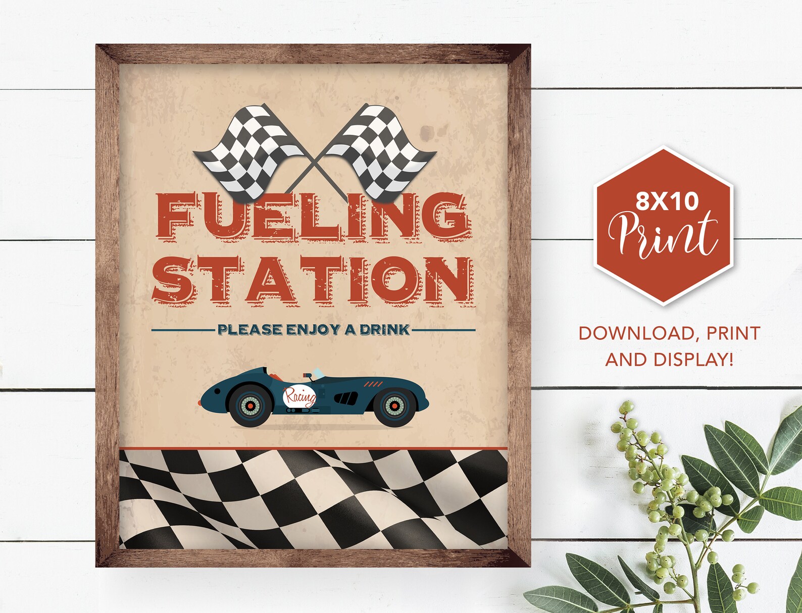 Fueling Station Party Table Sign Instant download Vintage | Etsy
