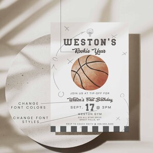 Basketball Birthday Invitation Printable, Rookie Year Invite, Game On ...
