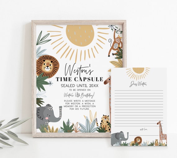 Boho Safari Time Capsule Printable Template EDITABLE Jungle - Etsy