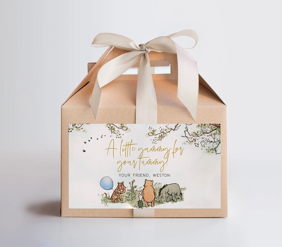 EDITABLE Gable Box Label Printable Classic Winnie the Pooh Birthday ...