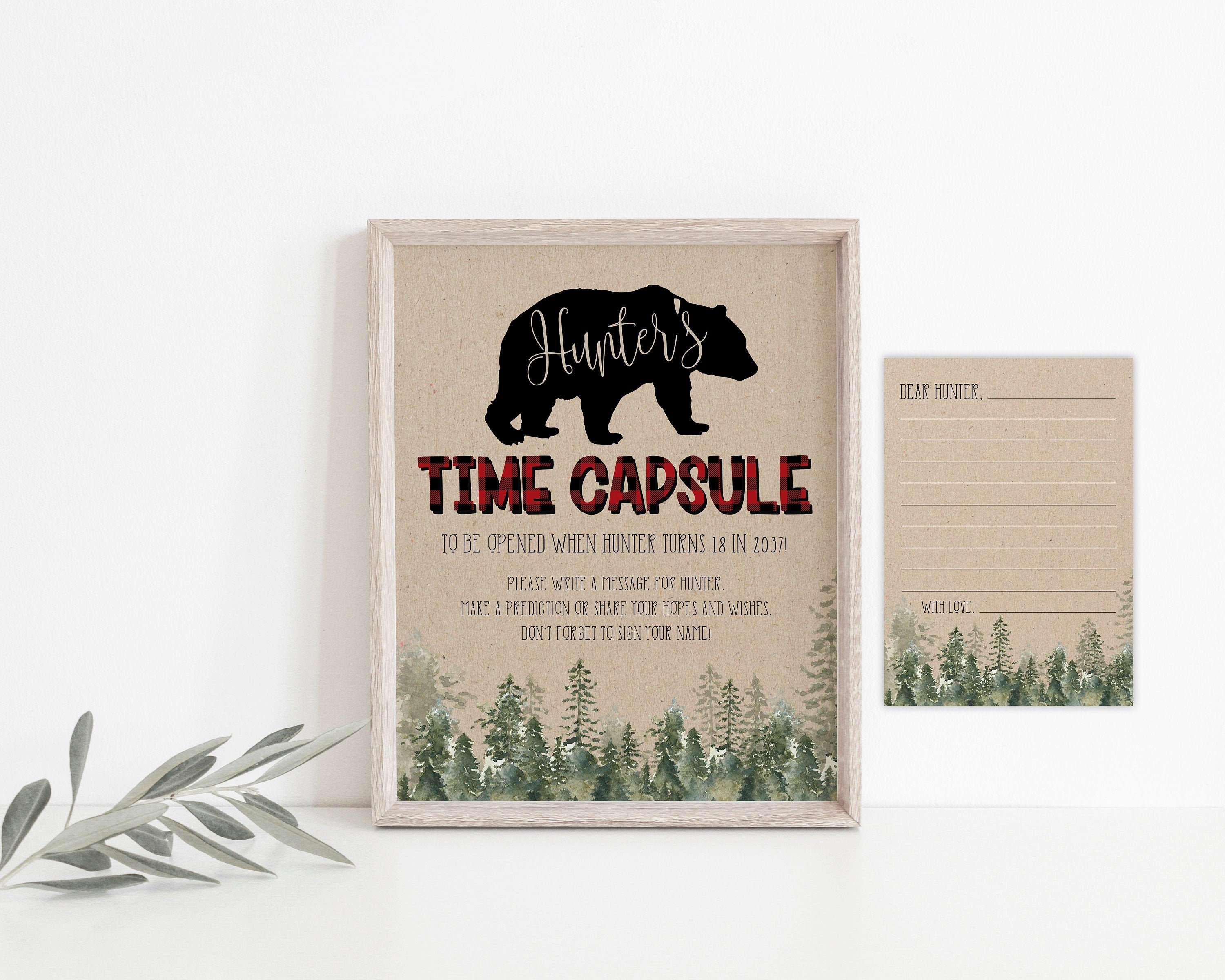 Party Décor Party Supplies Woodland Boy Birthday Wishes A01 EDITABLE ...