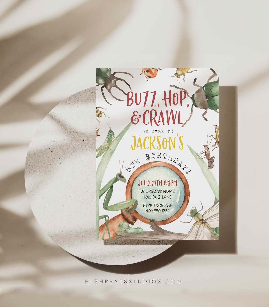 Editable Bug Birthday Invitation, Watercolor Insect Party (canva ...