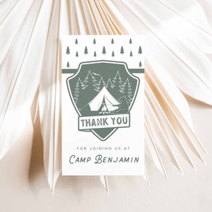 Editable Happy Camper Favor Tag Template, Camp Thank You Sticker ...