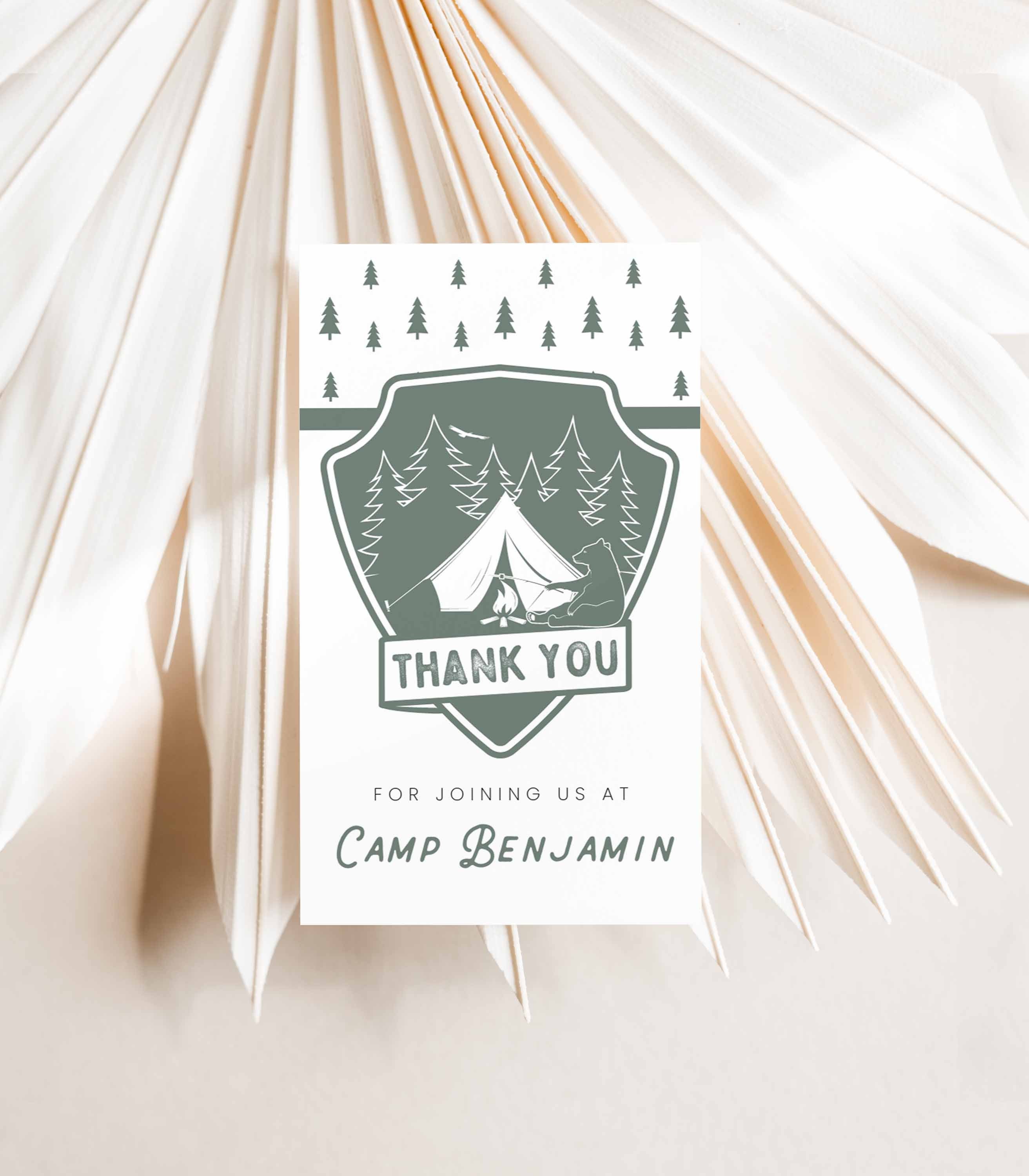 Editable Happy Camper Favor Tag Template, Camp Thank You Sticker ...