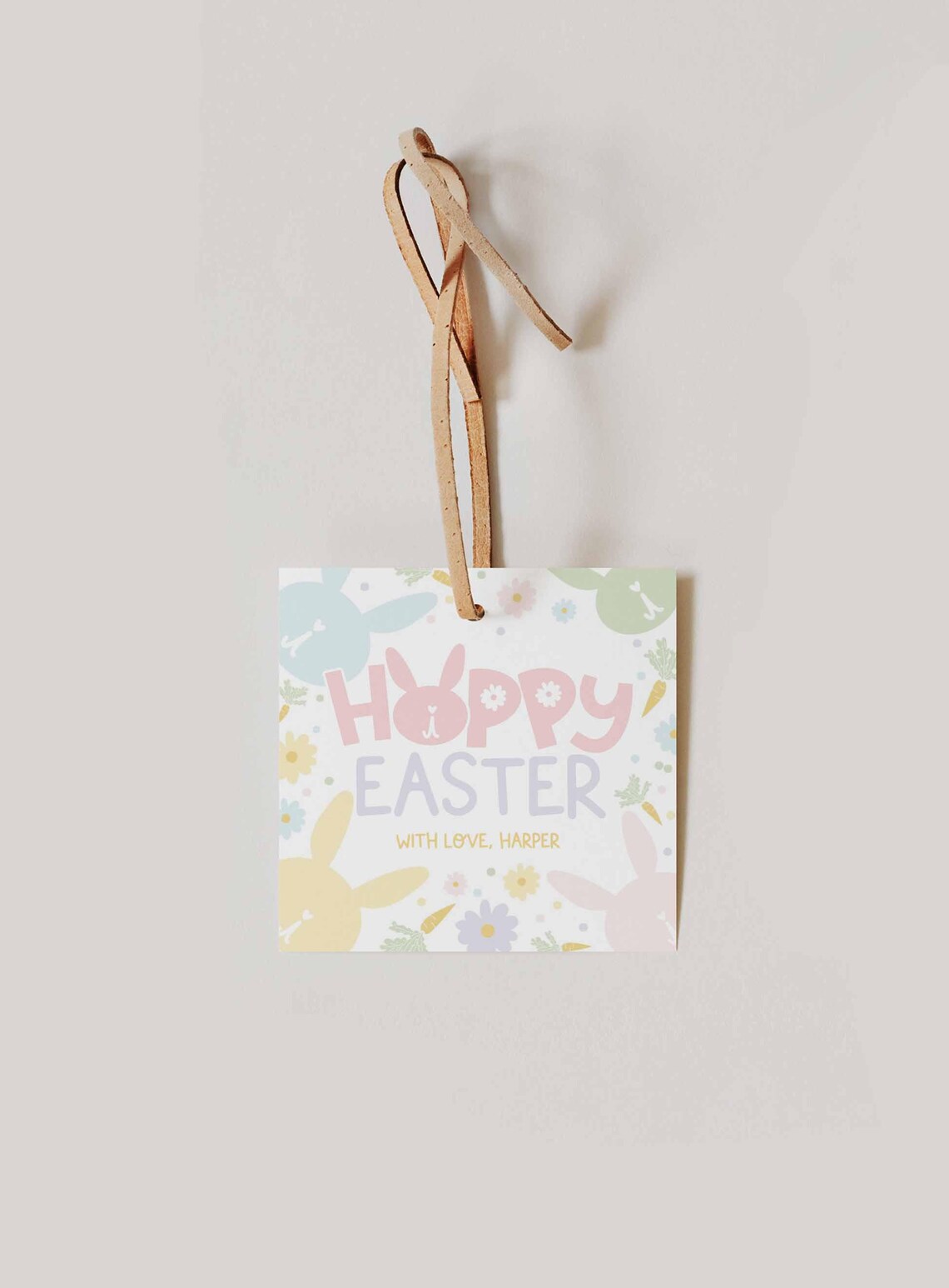 Editable Happy Easter Tag Template, Easter Bunny Cookie, Pastel HOPPY ...