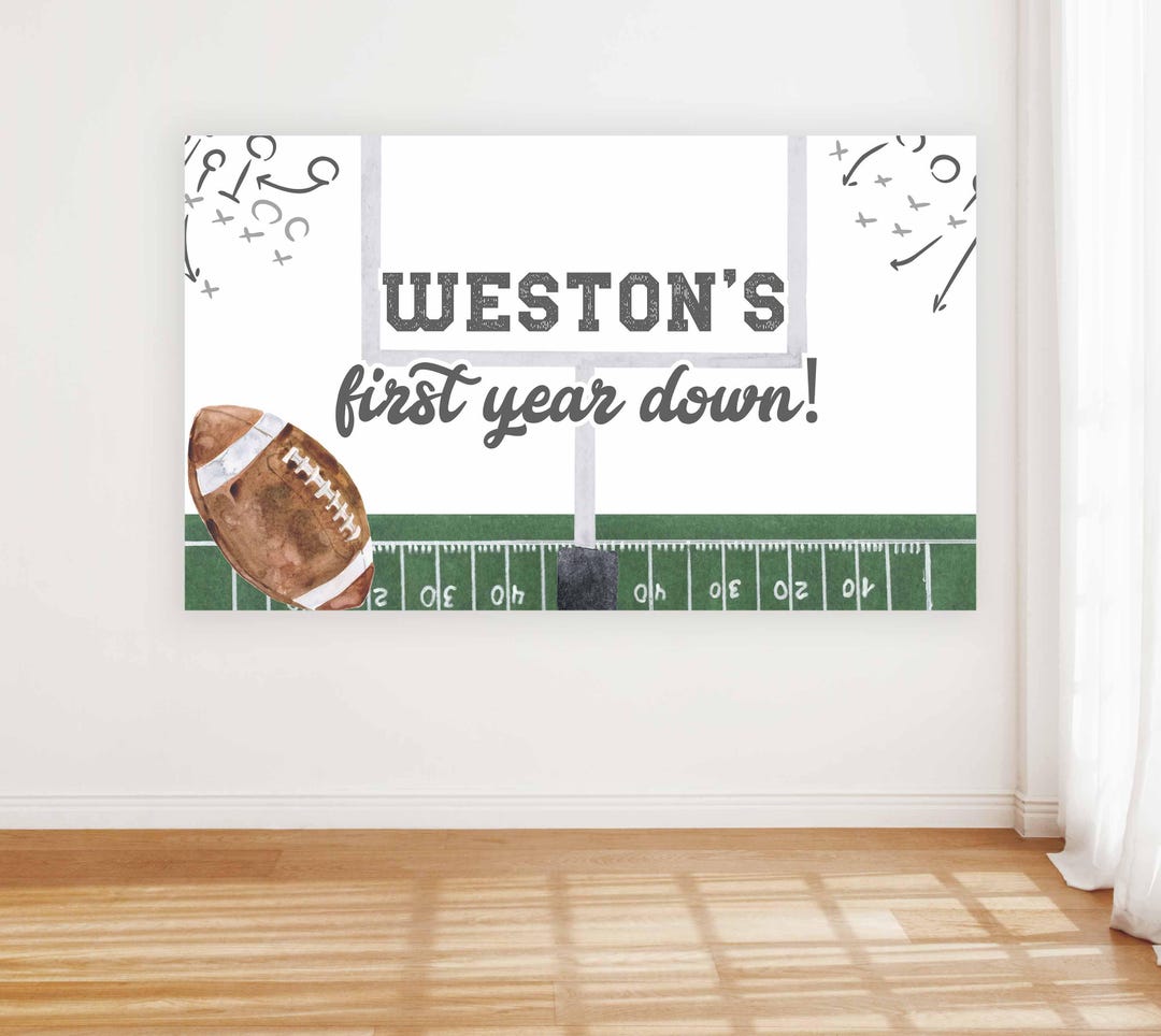 Editable Birthday Backdrop Banner, Goal Post First Year Down Birthday ...