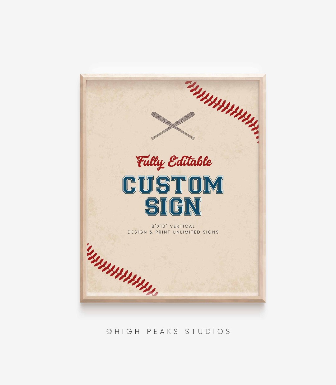 8x10 Custom Sign Template, Baseball Party Signage, Vintage Baseball ...