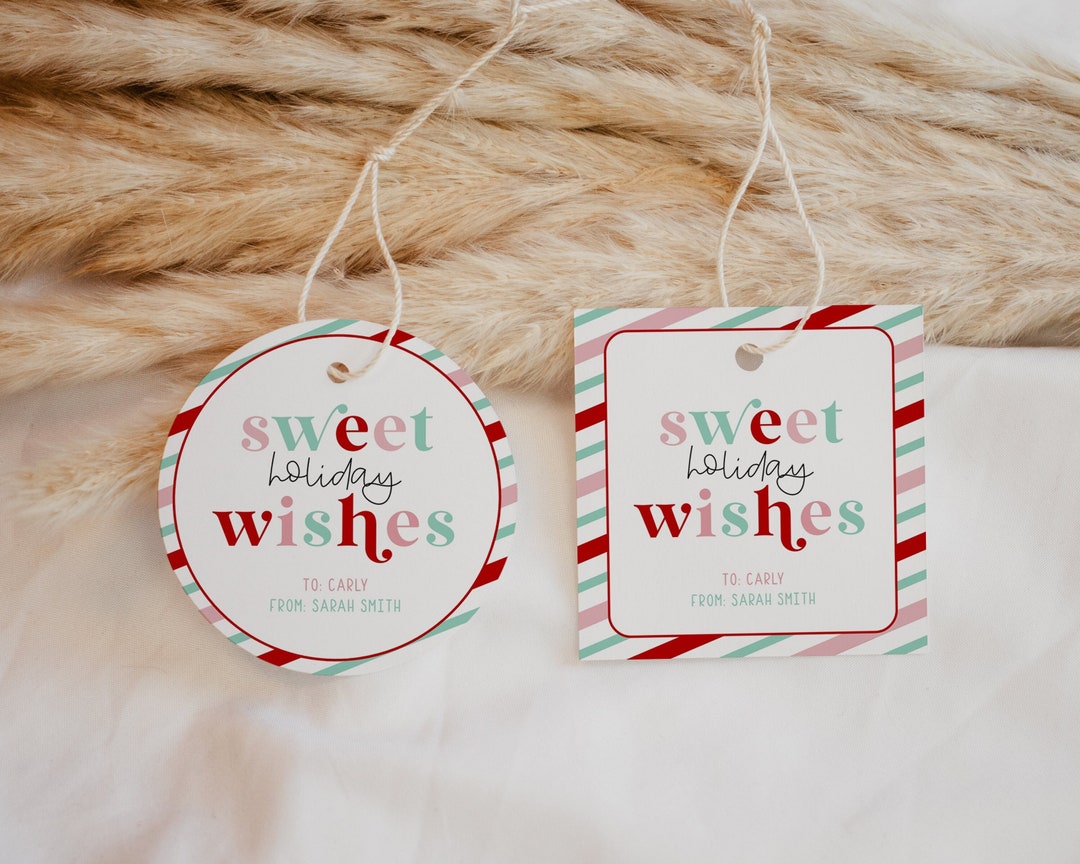 Printable Sweet Holiday Wishes Gift Tag Christmas Treats - Etsy