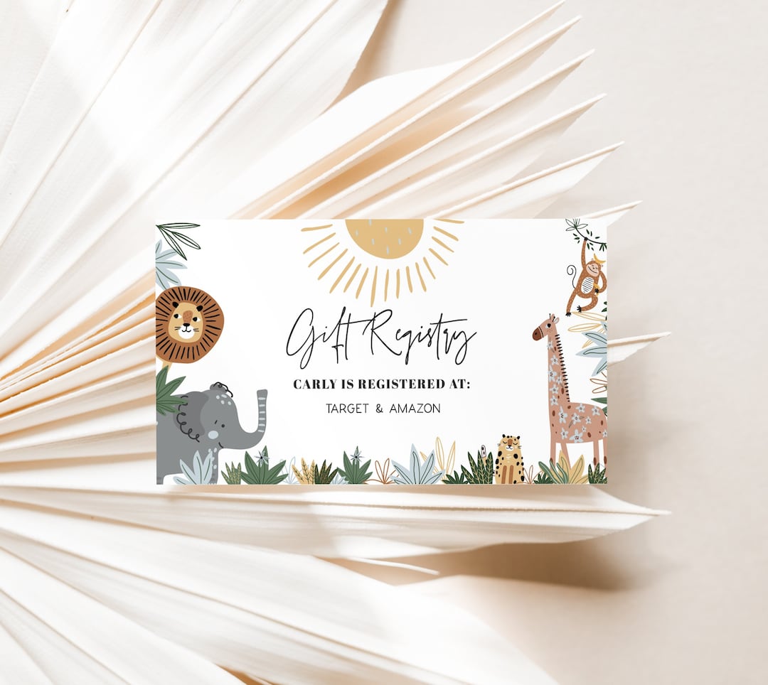 Boho Safari Gift Registry Card Insert, Jungle Animal Baby Shower ...