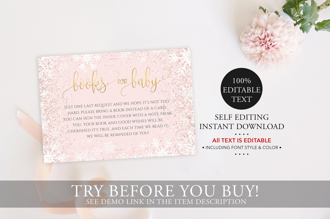 Snowflake Books For Baby Template Book Instead of Card | Etsy