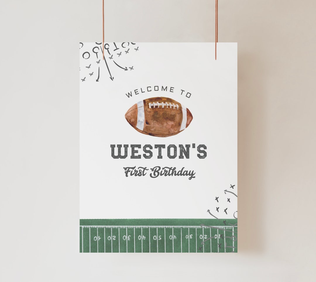 Welcome Sign Football Birthday, It's Game Time, Game on Birthday ...