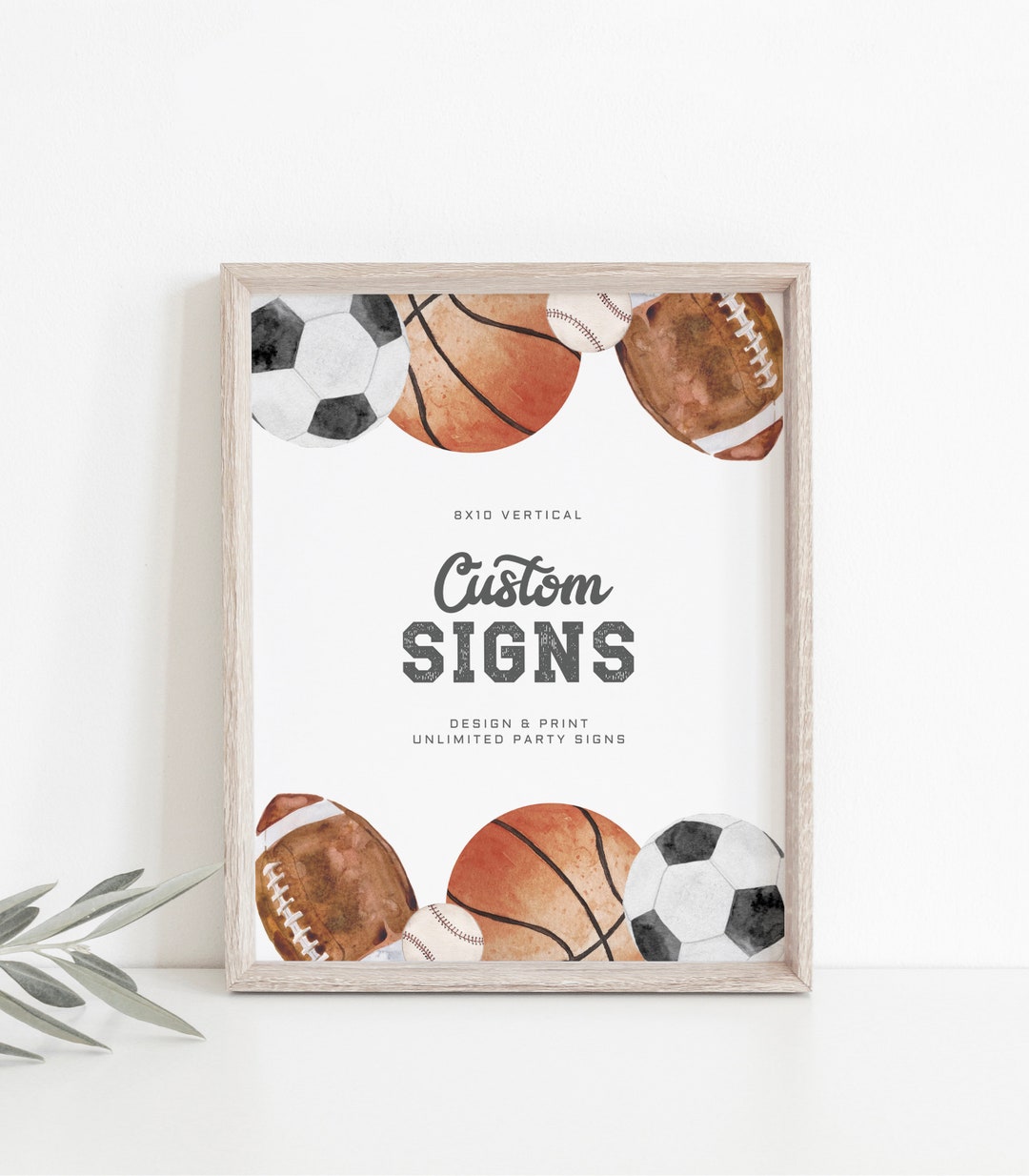 Sports Party 8x10 Custom Sign Printable, Multi Sport Birthday Signage ...