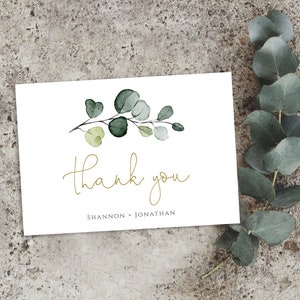 EDITABLE Greenery Thank You Card Template, Eucalyptus Greenery, Garden ...
