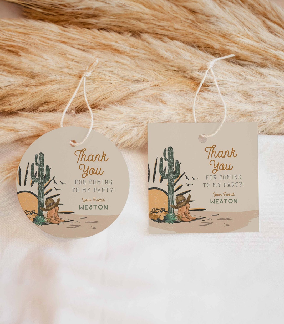 Editable Western Circle and Square Favor Tag Printables, Thank You Take ...