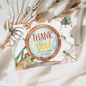 EDITABLE Bug Thank You Card Folded, Insect Birthday Thank You Template ...