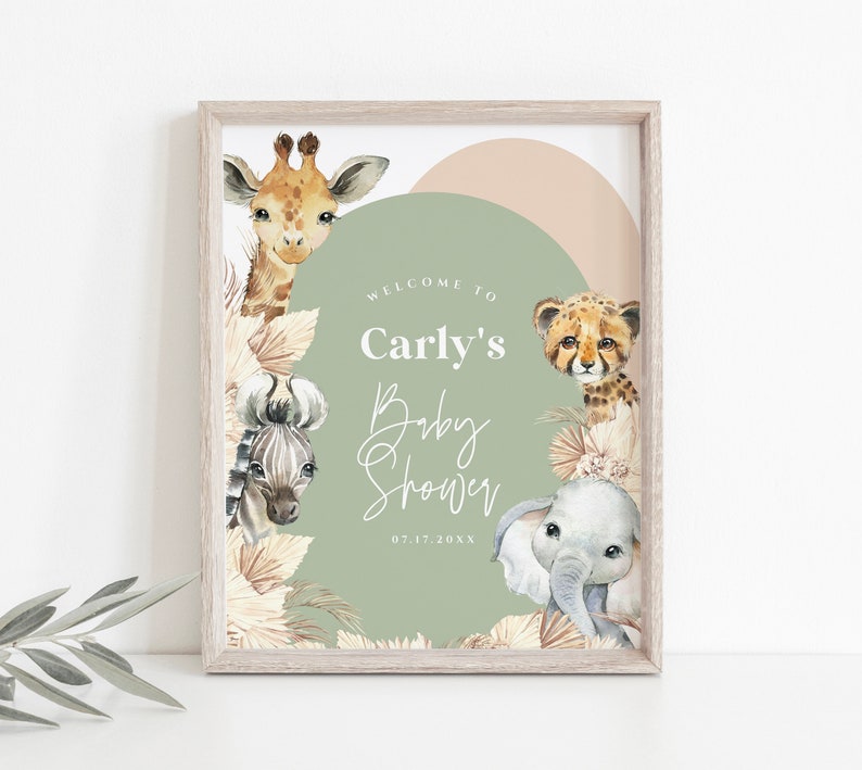 EDITABLE Boho Safari Baby Shower Welcome Sign Neutral Baby - Etsy