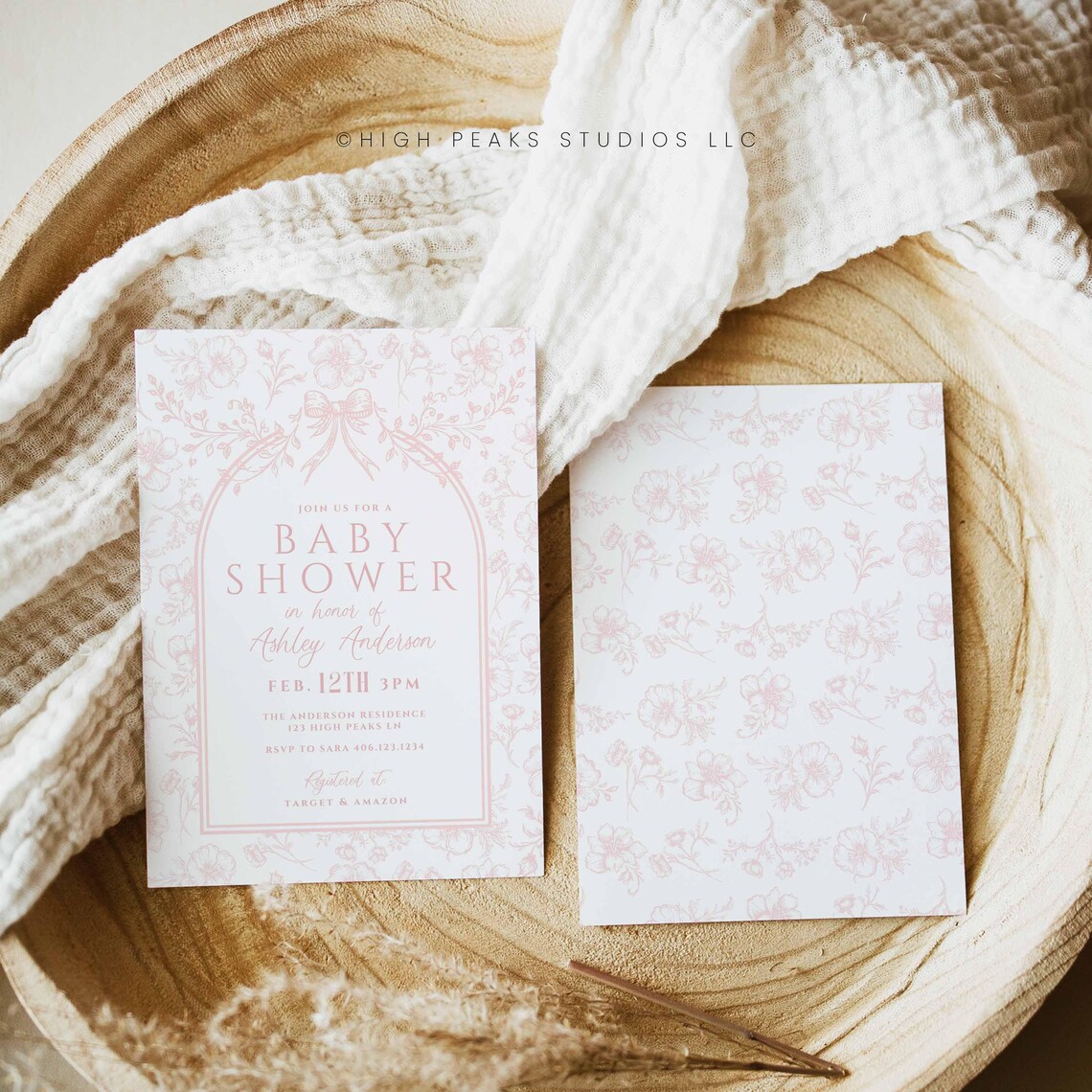 Floral Toile Baby Shower Invitation Template,elegant Chinoiserie ...