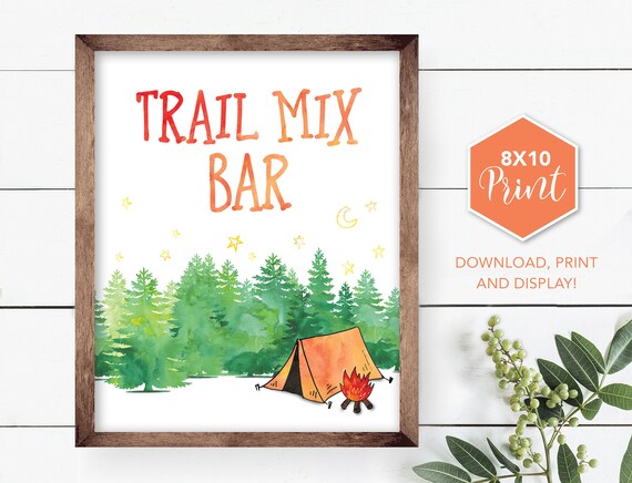 Trail Mix Bar Camping Party Sign Camp Party Food Table Sign - Etsy