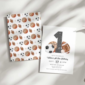 First Birthday Invitation Printable Boy, Sports Birthday, All Star ...