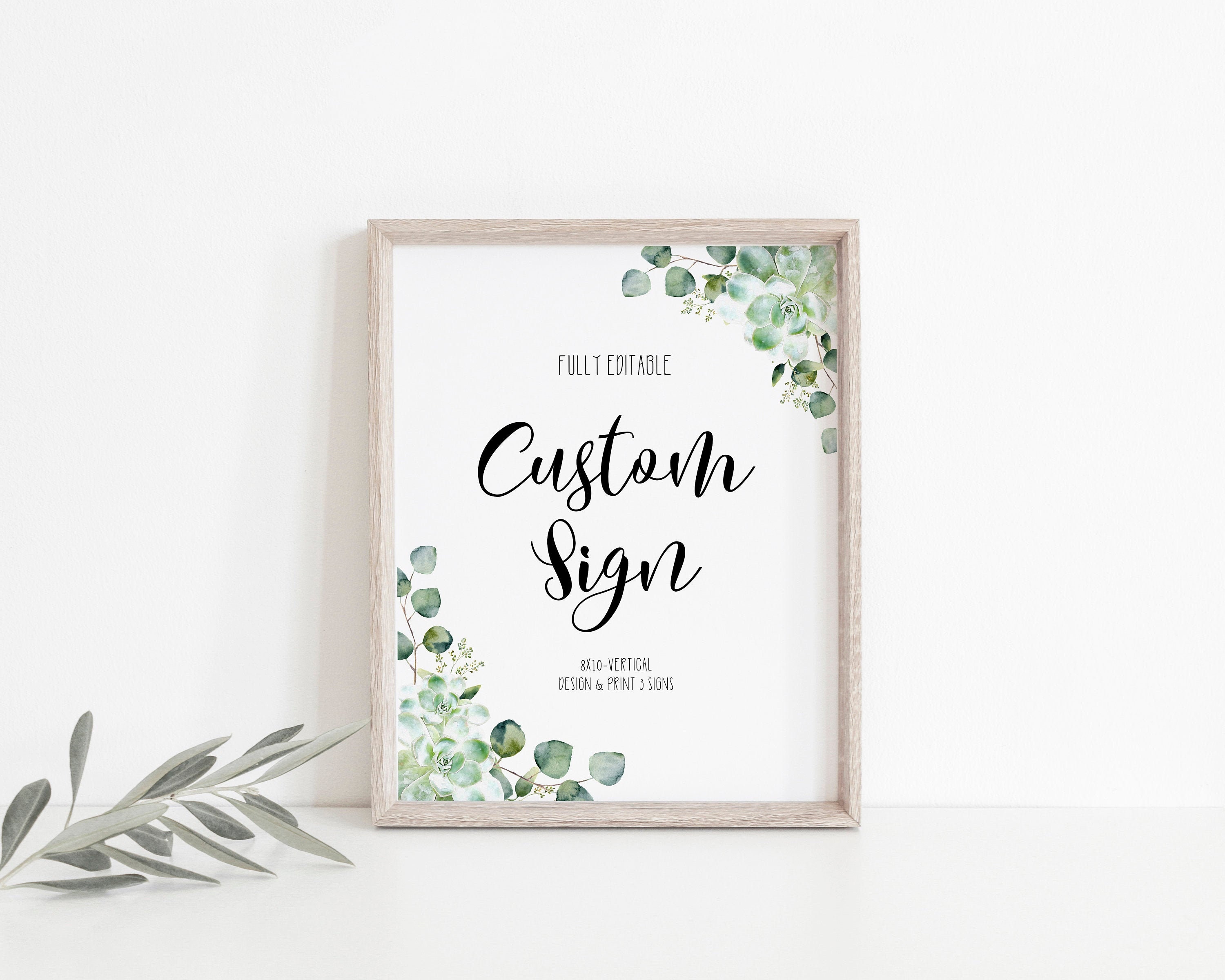 8x10 Custom Sign Template Printable Succulent Wedding Signs - Etsy