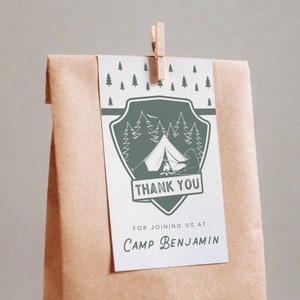 Editable Happy Camper Favor Tag Template, Camp Thank You Sticker ...
