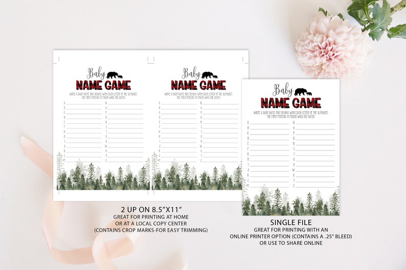 Lumberjack Baby Name Game Printable Card Guess the Babies - Etsy