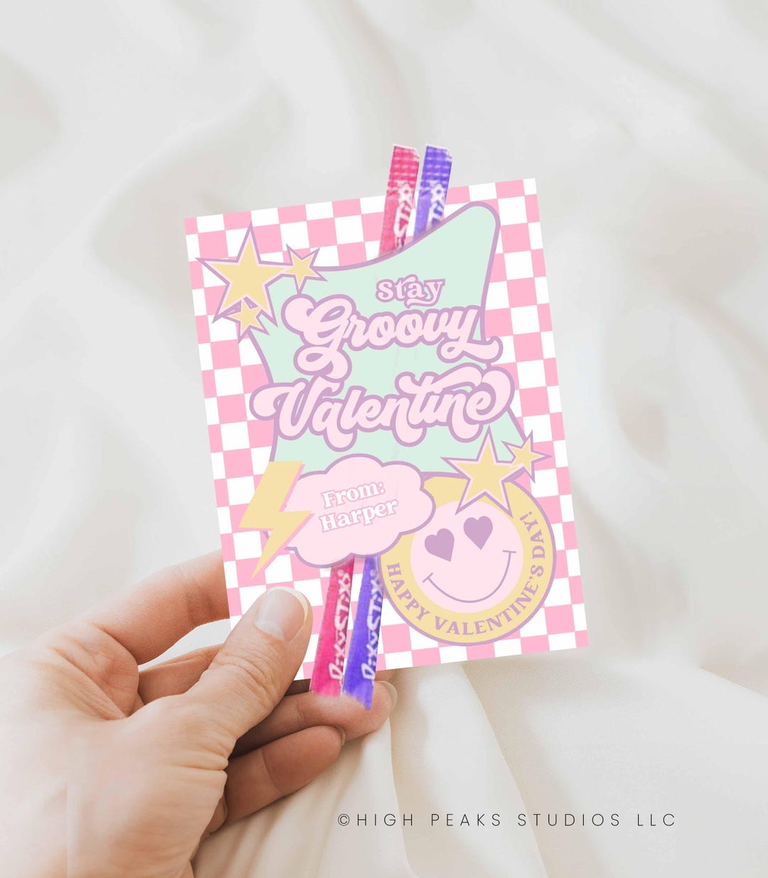 Retro Groovy Valentine Printable, Checkered Stay Groovy Valentine ...