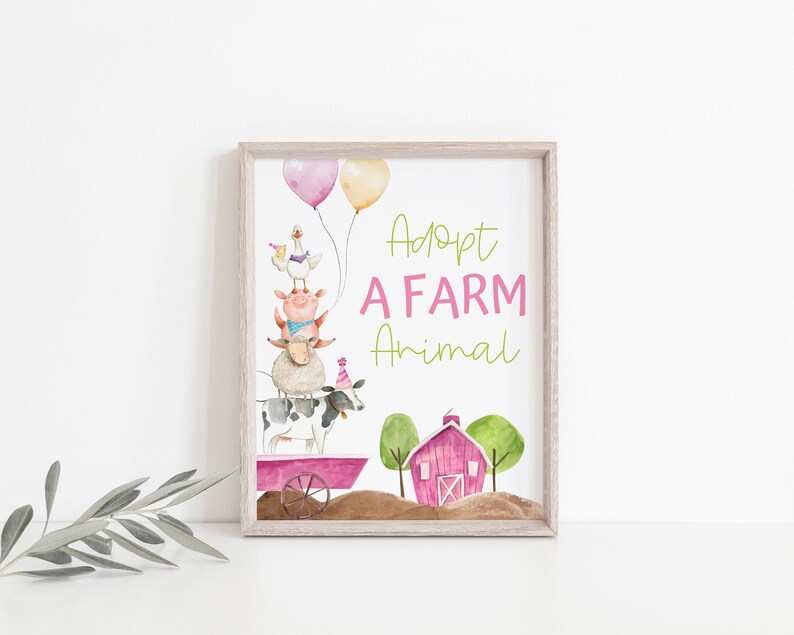 Adopt a Farm Animal Party Sign Printable Barnyard Animal | Etsy